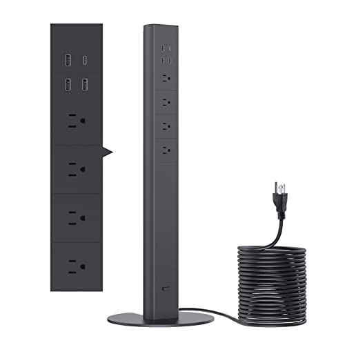 Tower Power Strip with 4 Outlets 3 USB A 1USB C Ports, 6.56ft Long Extension Cord Outlets Charging Tower, Power Strip with USB Ports Have Overload Protection Fire Proof for Libraries, cafes.