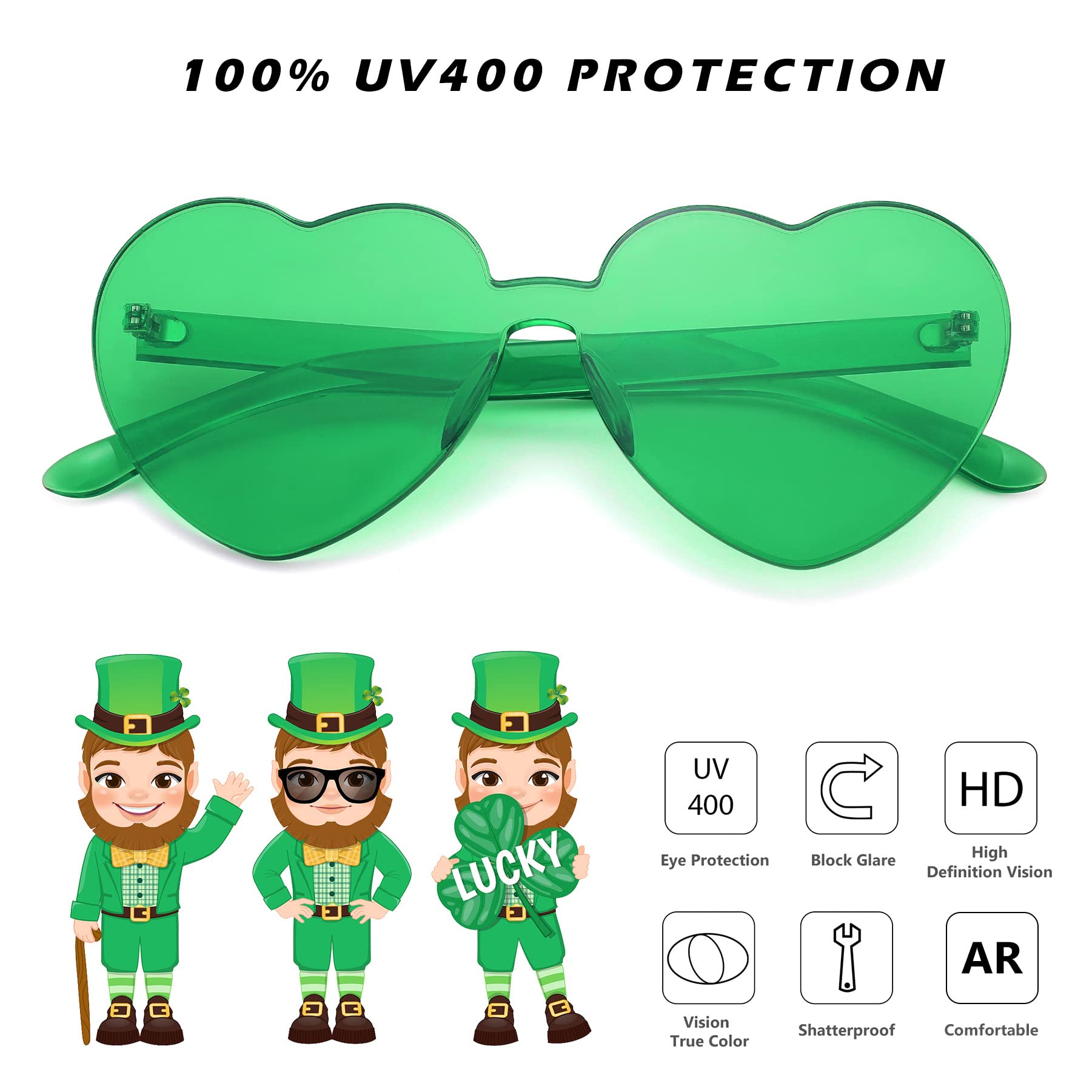 St. Patrick’s Day Sunglasses Irish Shamrock Green Four Leaves Leprechaun Costume Glasses