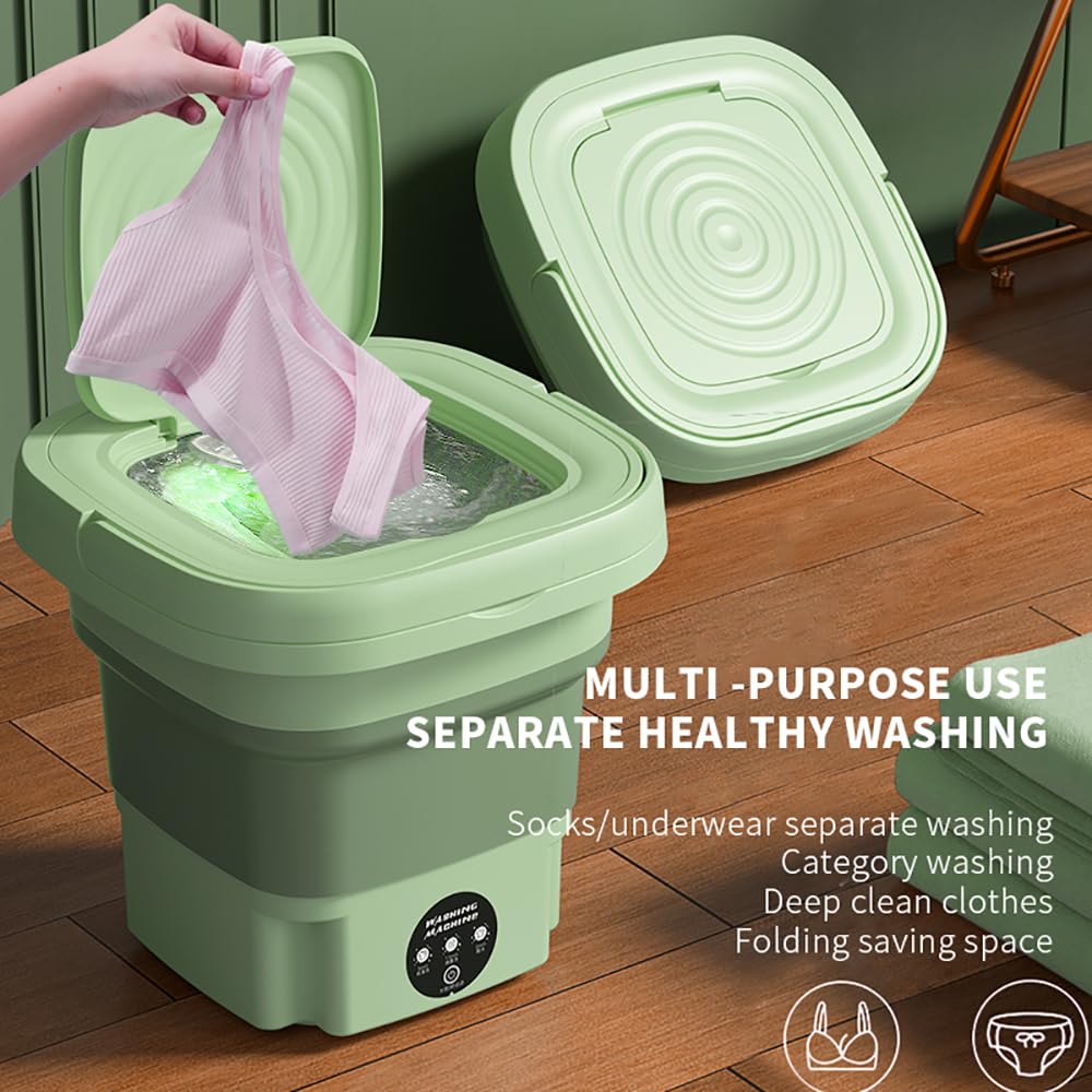 Portable Washing Machine,8L Foldable Mini Washer Dryer Combo with 3 Modes Deep Cleaning for Underwear,Baby Clothes, Small Washing Machine Apartments, Camping, RV, Travel Laundry Purple