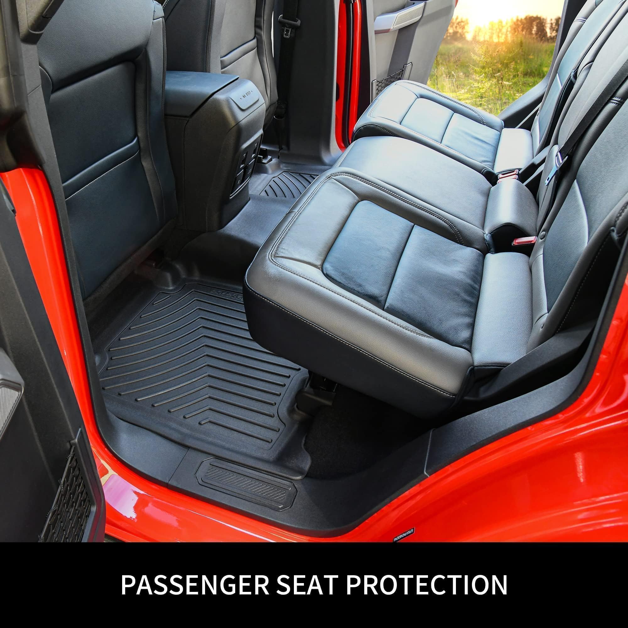 OEDRO Floor Mats Fit for 2015-2019 Ford Explorer Without 2nd Row Center Console, TPE All Weather Car Mats Accessories Includes 1st 2nd and 3rd Row Full Set Liners