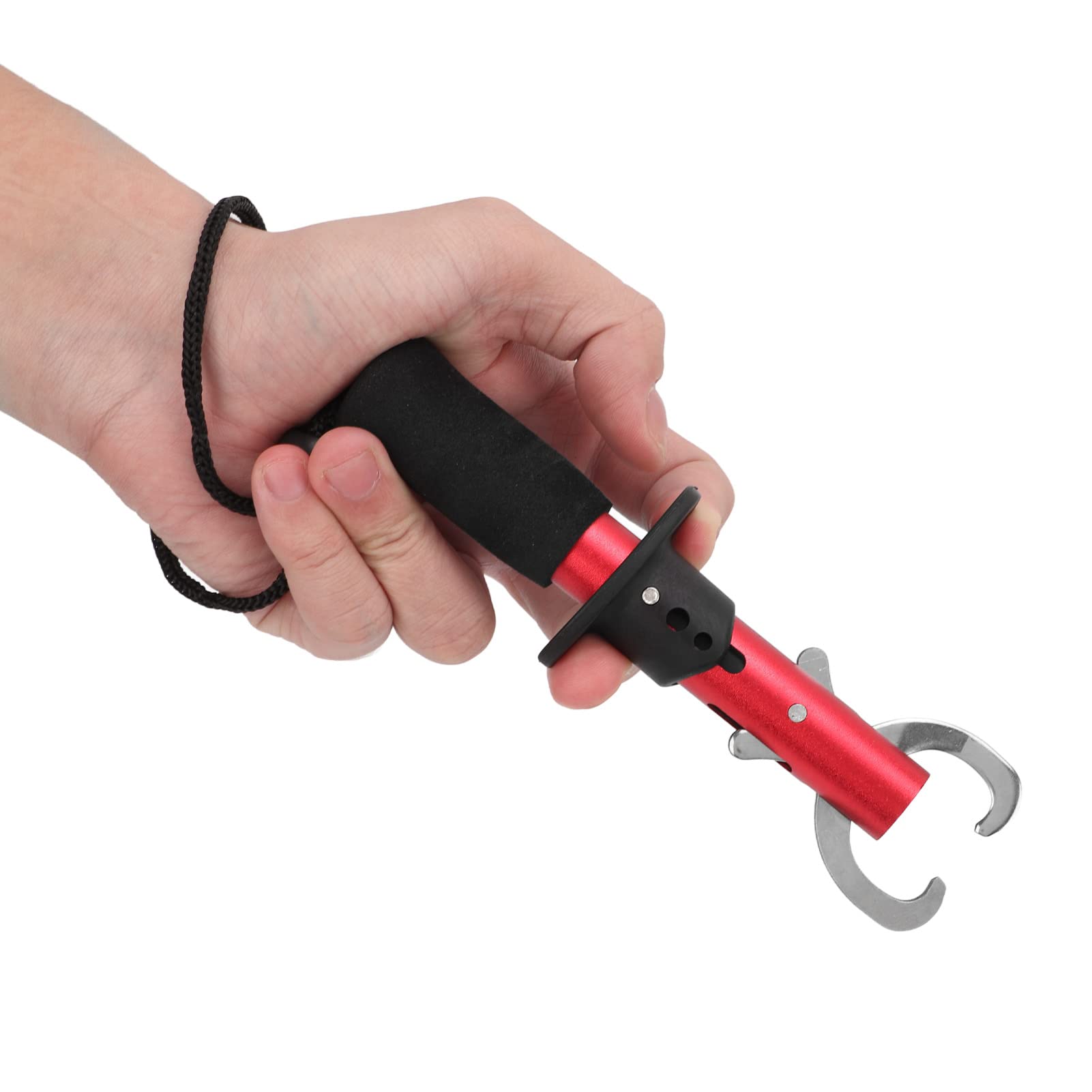Vifemify Fish Lip Clip Stainless Steel Fish Clip Frame Fishing Tool Belt Wrist Strap Non-Slip Handle Fishing Gear Accessories(red)
