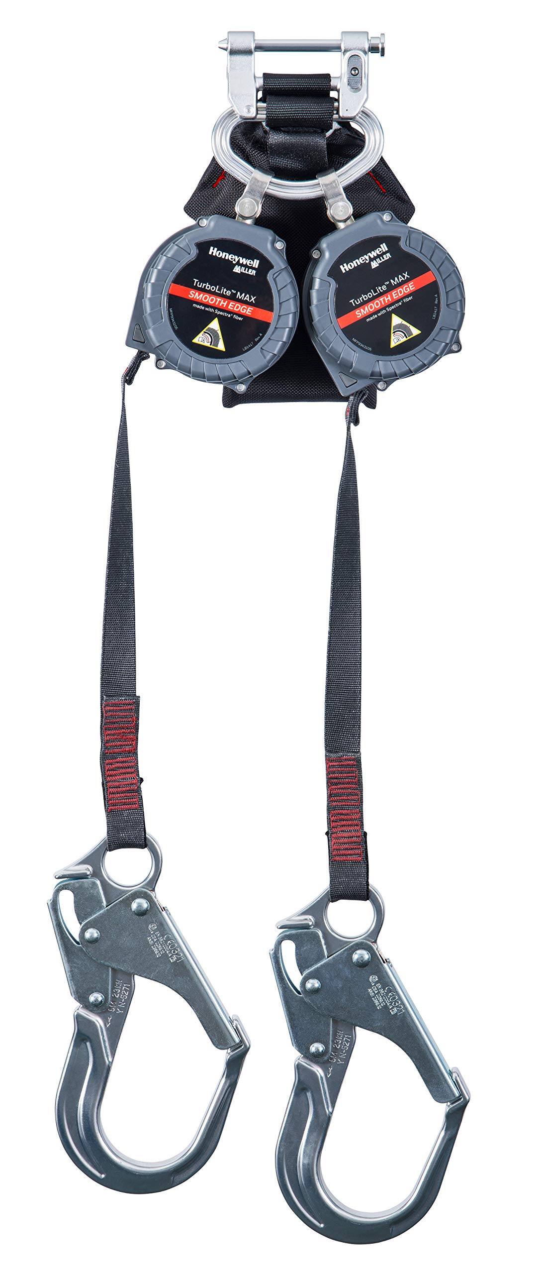 Miller by Honeywell TurboLite Edge MAX Smooth Edge 12-Foot Twin Personal Fall Limiter with Aluminum Locking Rebar Hooks (MFLEW2-12/12FT)