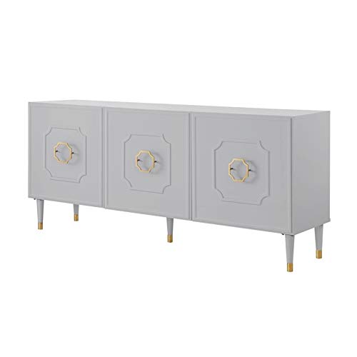Posh Living Inspired Home Keao 3 Doors Sideboard Buffet in Light Gray