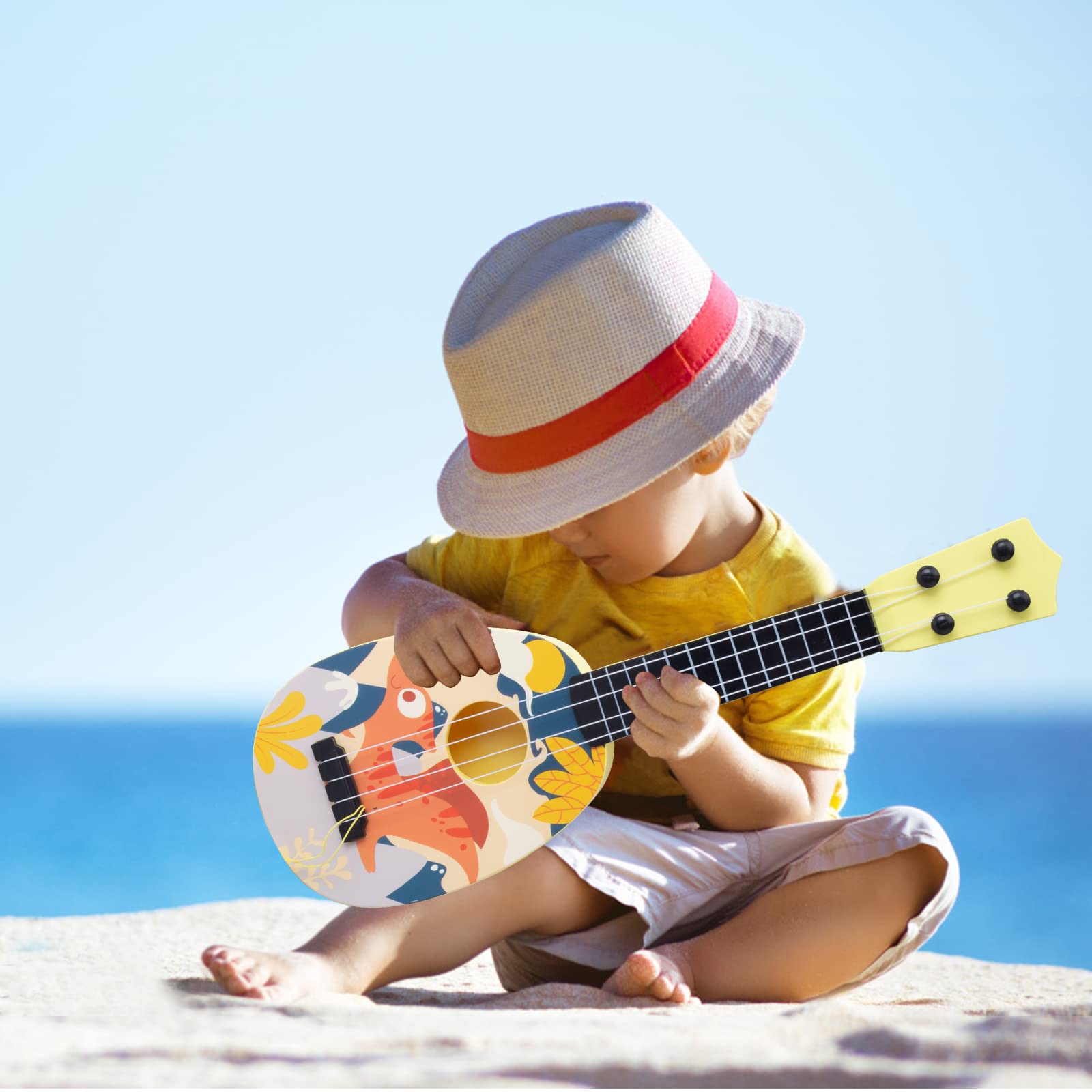 YOLOPLUS+ 15 Inch Toddler Ukulele Guitar Toy 4 Strings Mini Guitar for Kids - Children Musical Instruments Educational Learning Toy (17 inch Yellow Color)
