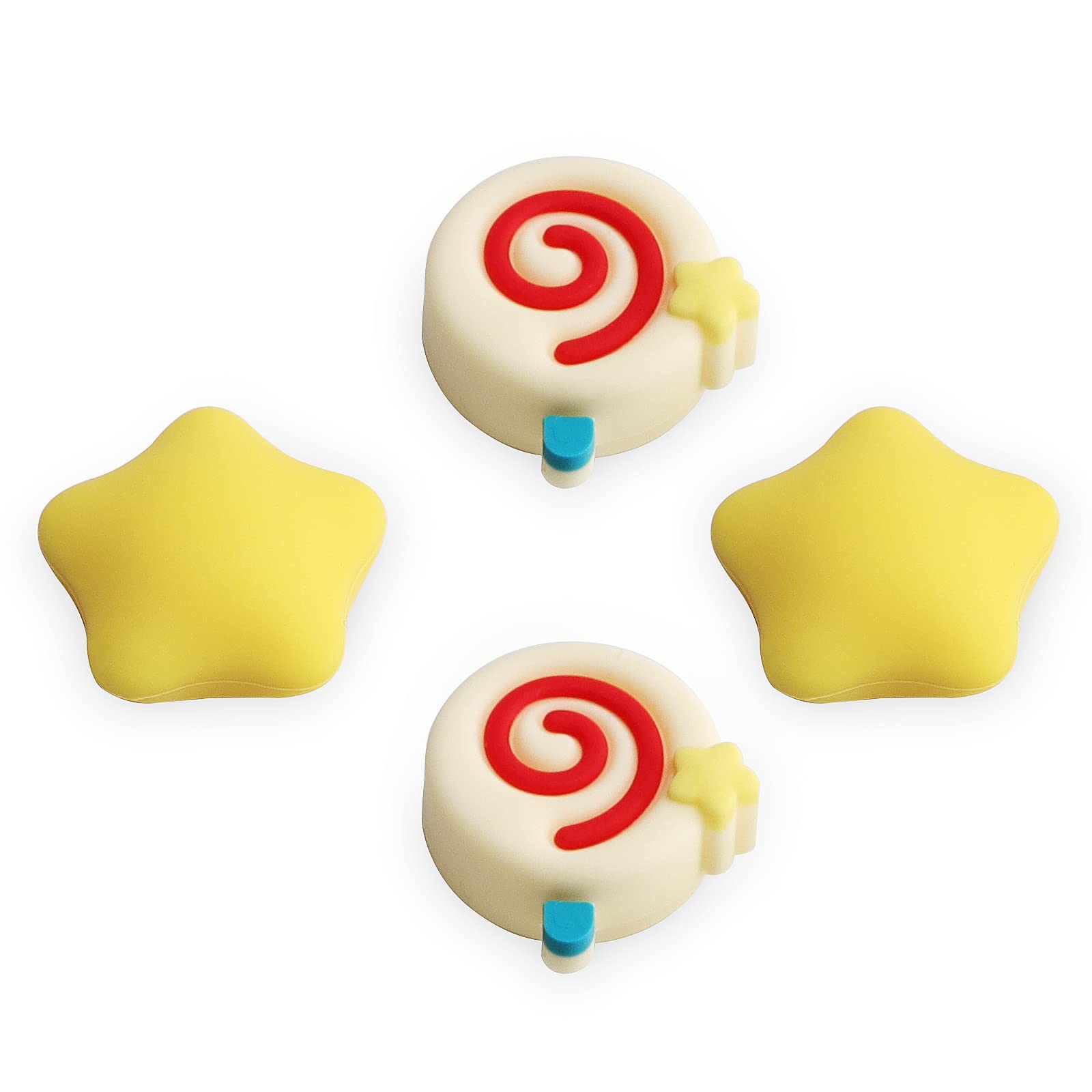 TiMOVO Cute Silicone Joycon Thumb Grip Caps, Joystick Cover Caps Soft Anti-Slip Thumbstick Cover 4pcs Compatible with Nintendo Switch OLED/Switch/Switch lite - Star Lollipop