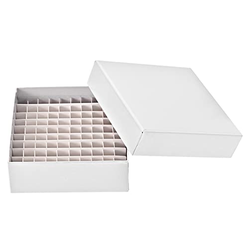 YOKIVE 1 Pcs Freezer Tube Rack Box, Waterproof Cardboard 1.5/1.8/2ml Centrifugal Holder with 100 Holes | Keep Tidy, Great for Lab (Hole Size, 12x12mm)