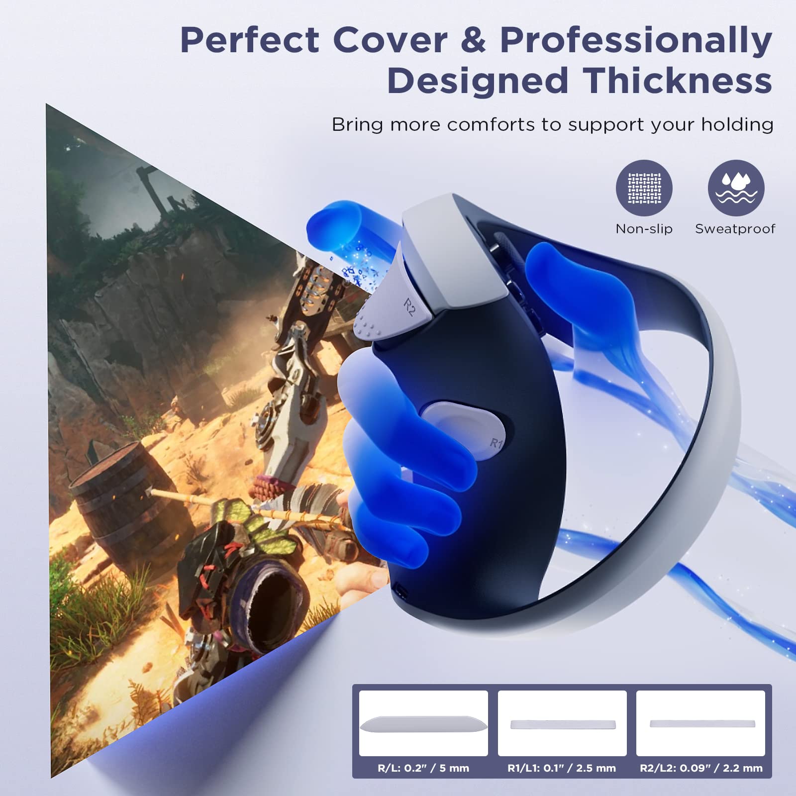 TiMOVO Lens Protector & Controller Silicone Pads for PS VR2, Controller Accessories Lens Dust Cover Soft Protective Cap Reusable Silicone Patch for Gamepad for PlayStation VR2, Black and White