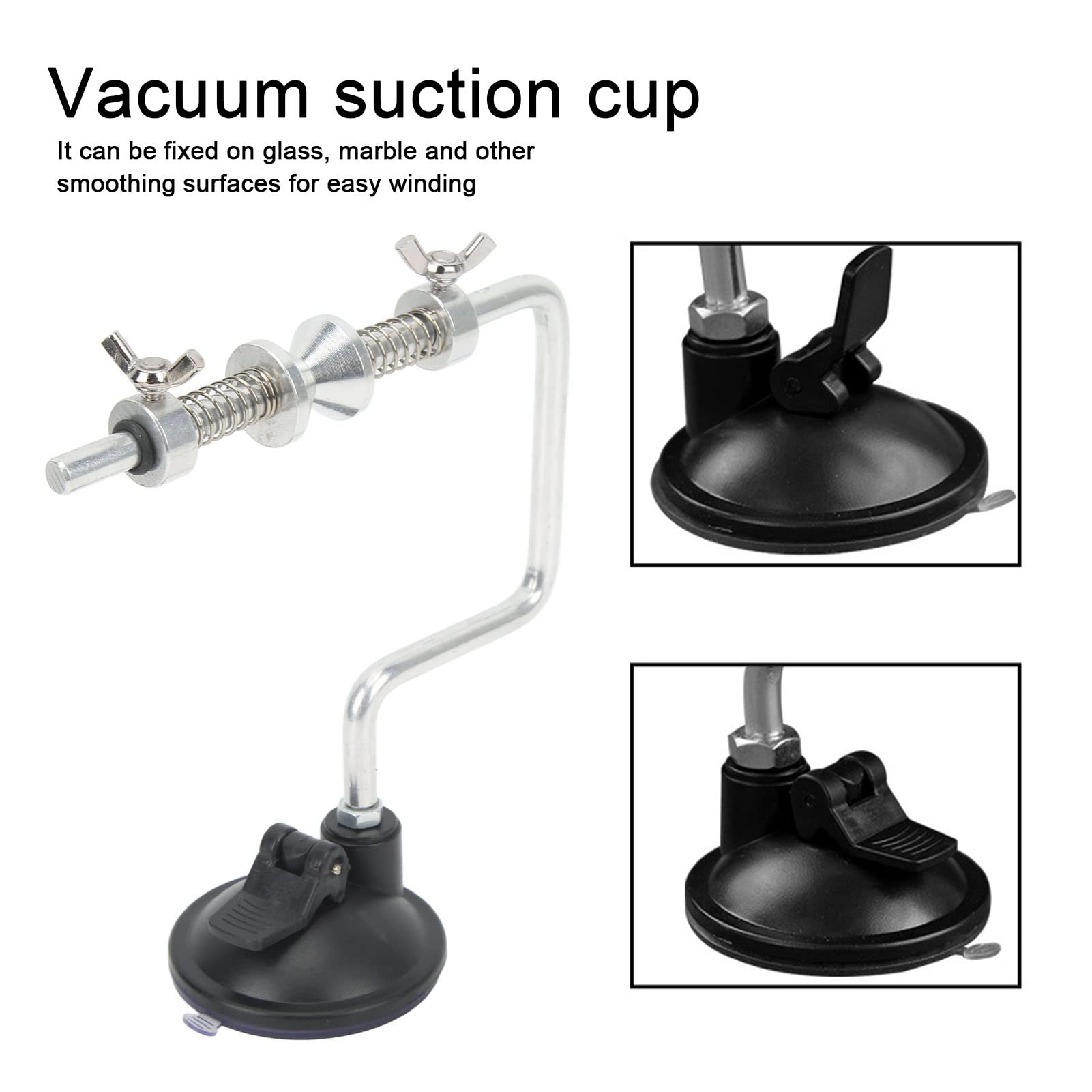 SPYMINNPOO Fish Line Spooler, Fishing Wire Winder System Aluminium Alloy Vacuum Sucking Cup Type Handle Fish Line Winding Tool Brakerotor Fishing Boat Winder