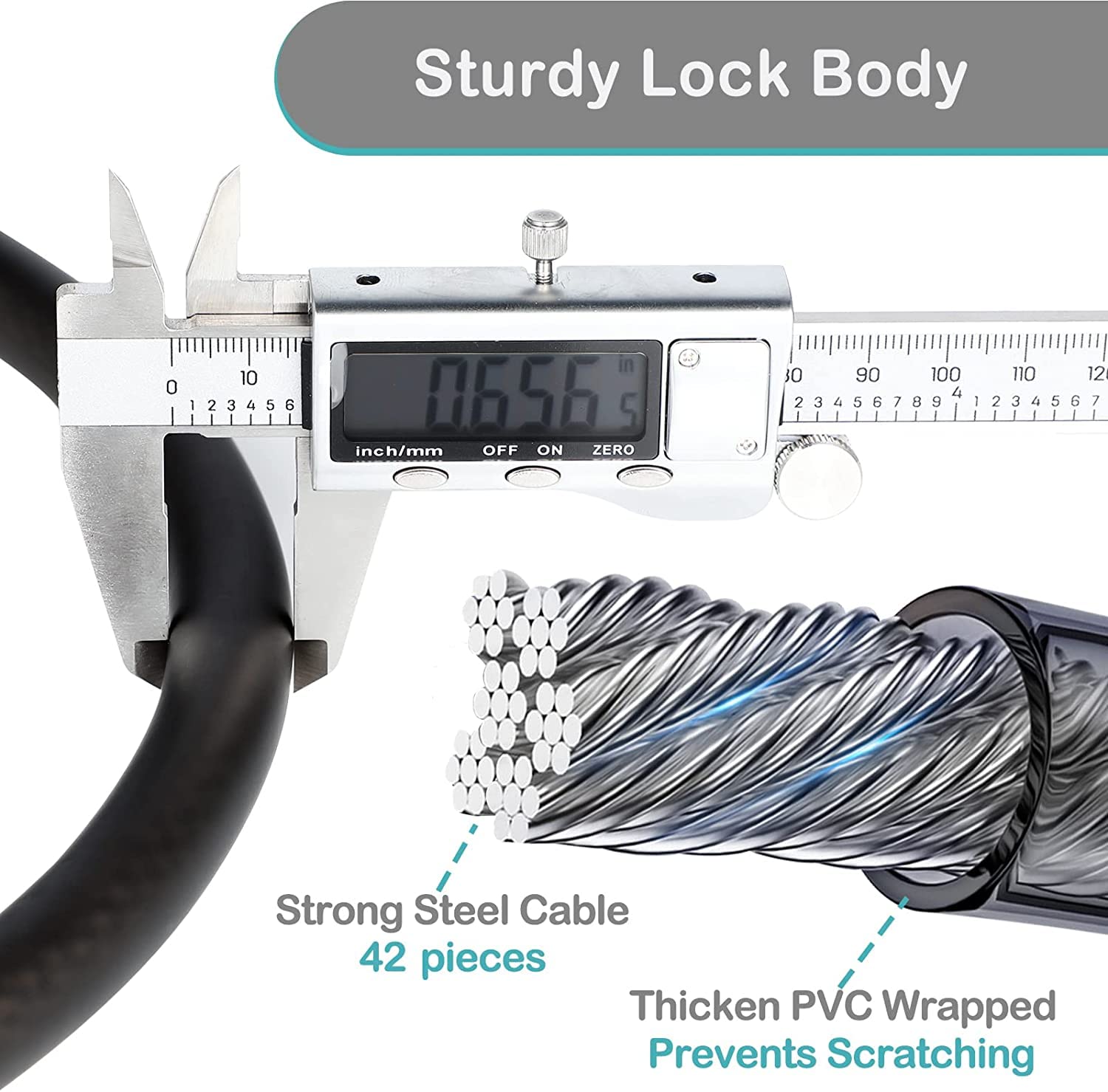 YUNNUO Bike Lock Portable Combination Bike Lock Cable 5 Digit Resettable Combination Cable Lock for Bicycle 22inch (Red)