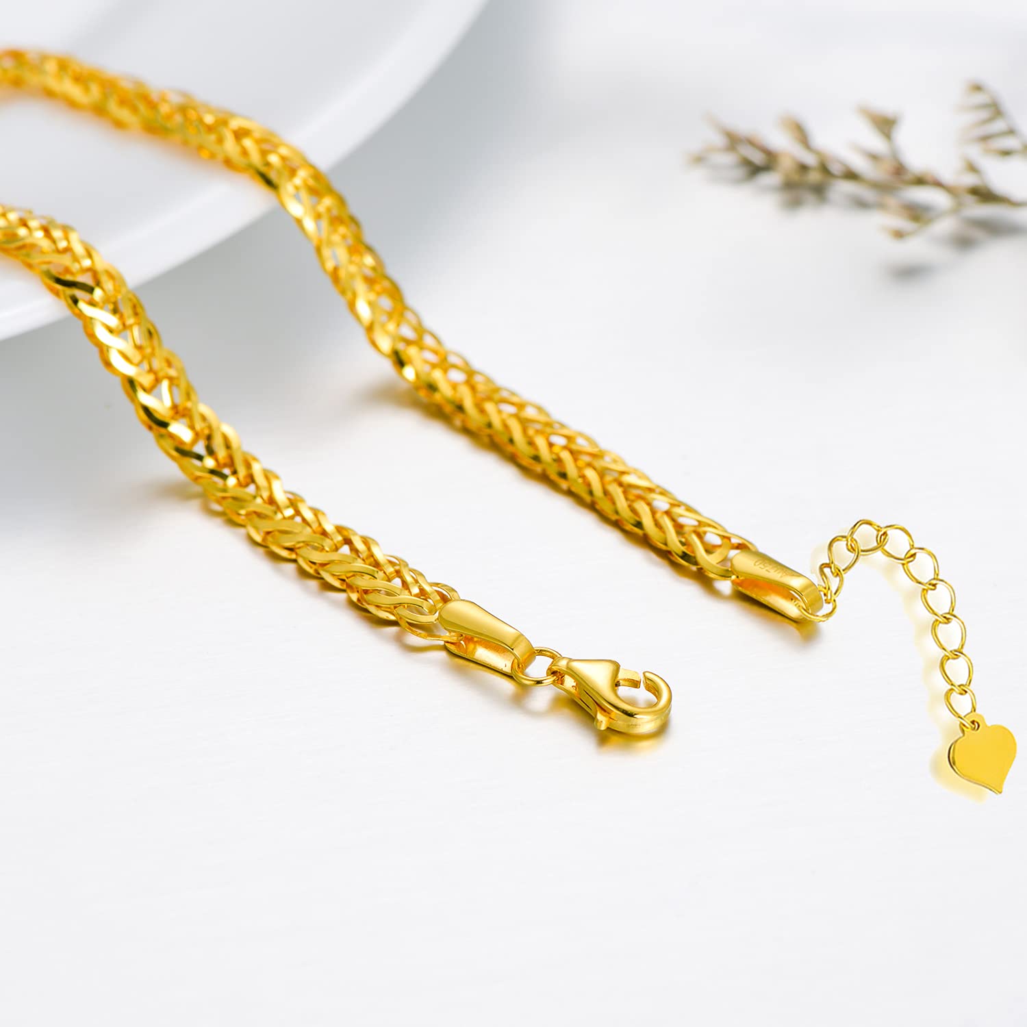 SISGEM Solid 18k Yellow Gold Celtic Chain Bracelet, Fine Gold Link Jewelry for Women (4 mm, 6.5-8.0 Inch)