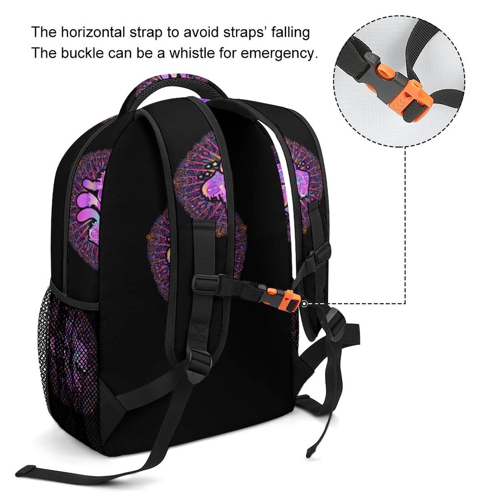 Psychedelic Mushrooms Lightweight Travel Backpack for Unisex Casual Laptop Bookbag for Camping