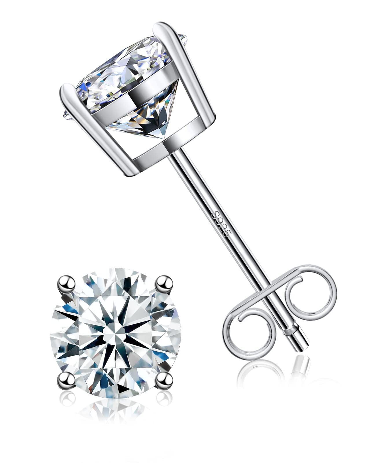 Stud Earrings for Women Men, COMOSO 5A Diamond Cubic Zirconia Round Cut Lab Created Diamond Earrings Promise Birthday Christmas Gift