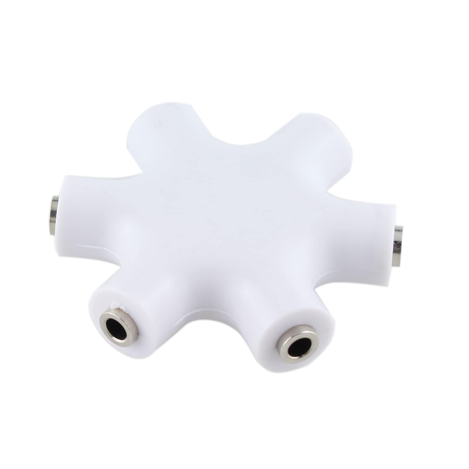 Maxmoral 2pcs 3.5 mm Audio Headphone Splitter Stereo Audio Headset Adapter 1 Male to 5 Port Female, White for iPhone Samsung LG Smartphones Tablets MP3