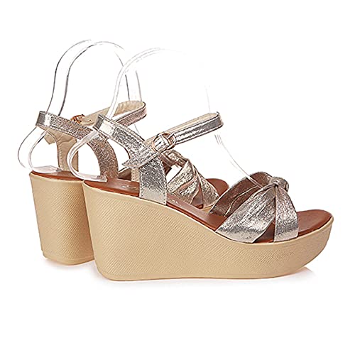 YUNWI Sandals Thick Bohemian Shoes Solid Bottom Wedges Women Toe Flatform Peep Women's Wedges Sandals for Womens Sexy