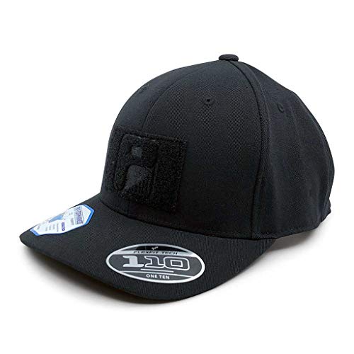OLD GUYS RULE Tactical Hat + US Flag Patch Set by Pull Patch | Flexfit 110 Pro-Formance Baseball Cap | Curved Bill, Adjustable Hook & Loop Closure, Moisture Wicking, 6 Panel | Black