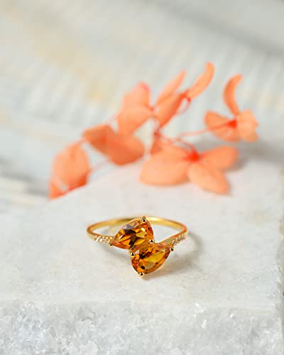 YoTreasure 1.41 Ct. Natural Citrine White Sapphire 10kt Yellow Gold Engagement Ring