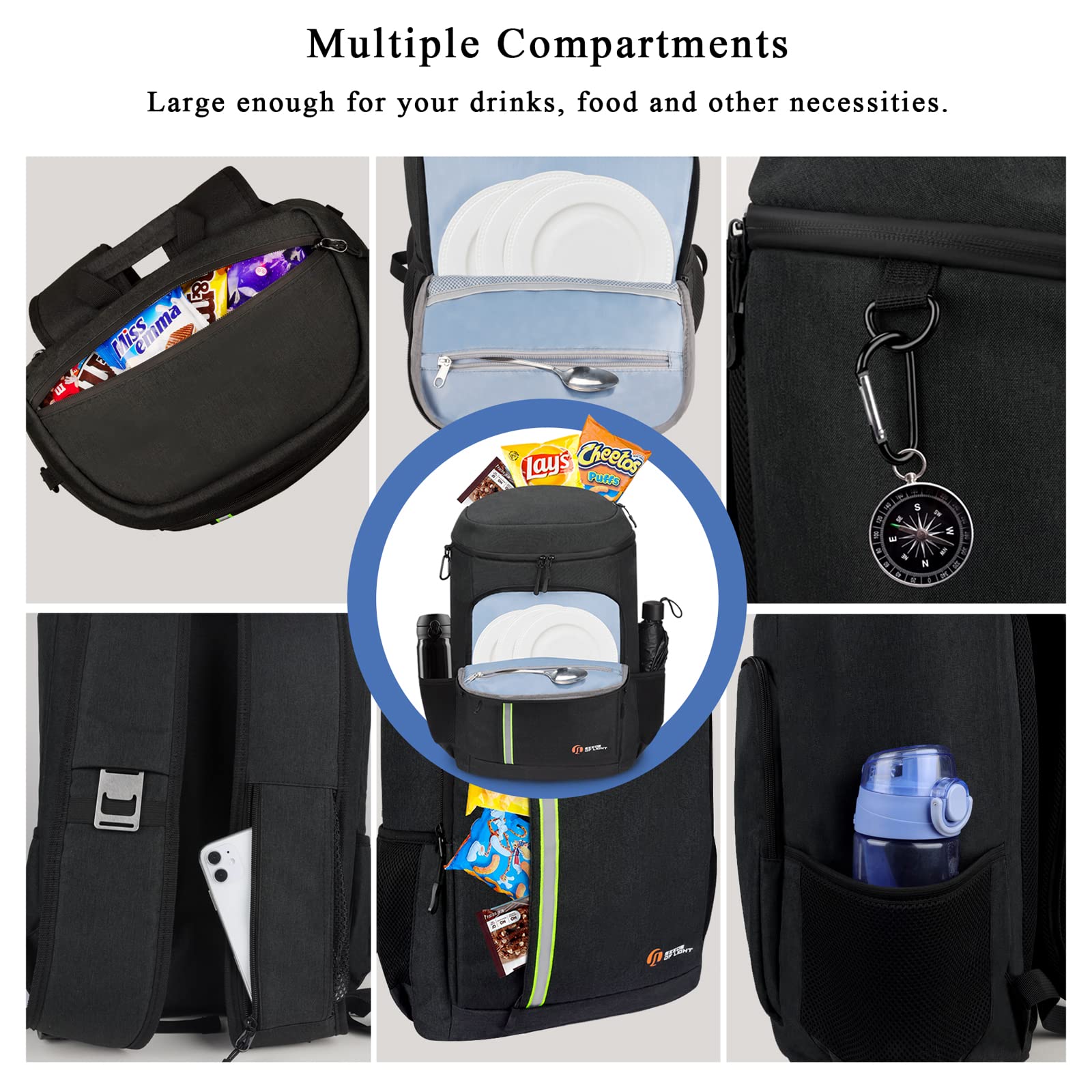 Seeds of Light Cooler Backpack 35 Cans Insulated Pack Leak Proof Large Capacity for Camping, Picnic, Hiking, Beach and Trips for Men Women