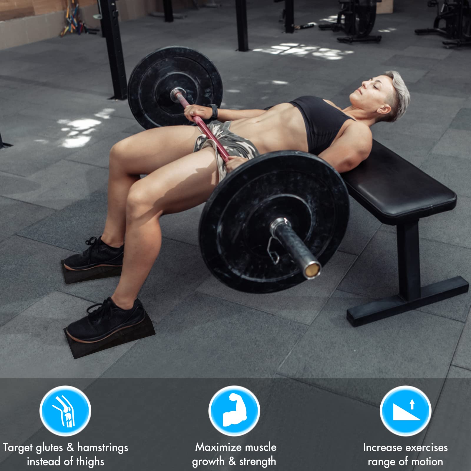 Squat Wedge Block - Slant Board for Squats Heel Elevated Calf Raise Block Yoga Foam Wedge Boost Strength Performance