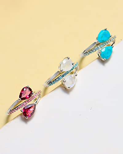 YoTreasure 1.96 Ct. Moonstone London Blue Topaz 925 Sterling Silver Engagement Ring