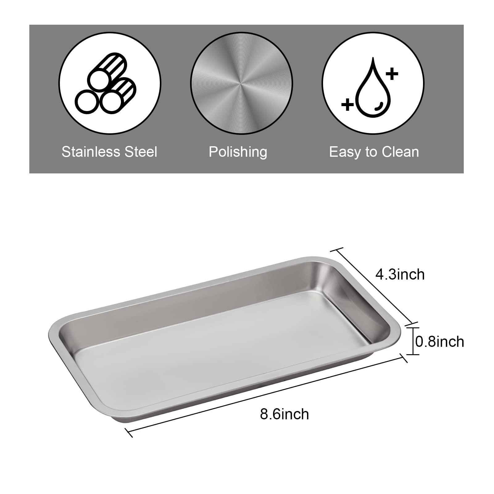 XCRUI 3 Pack Surgical Tray, Stainless Steel Tray for Tattoo, Bathroom, Lab Instrument Supplies