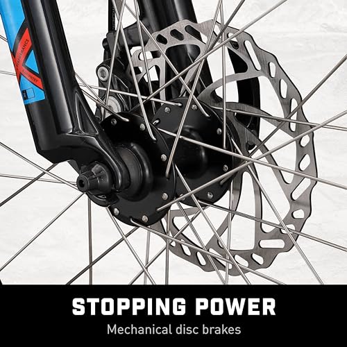 Mongoose Switchback Kids Mountain Bike with 20-Inch Wheels in Blue, Aluminum Hardtail Frame, 8-Speed Drivetrain, and Mechanical Disc Brakes