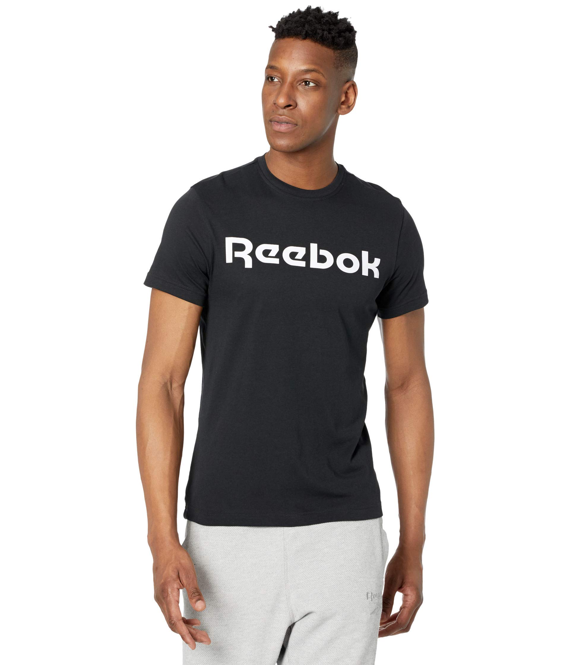 Reebok mens Training Essentials Graphic T-shirt Short Sleeve, Black/White, XX-Large US