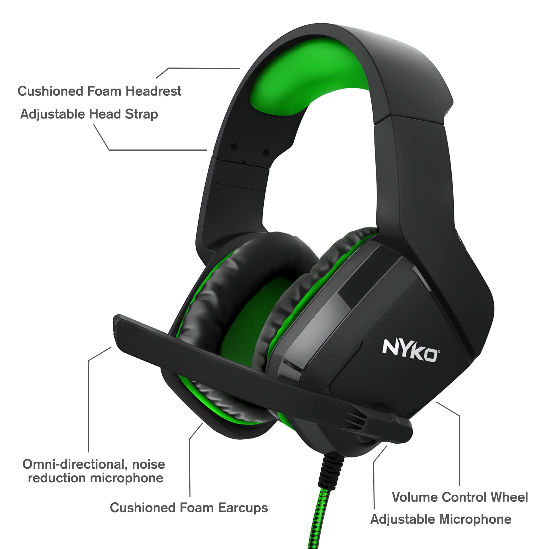 Nyko NX1-4500 Wired Stereo Compatible with Xbox One, PS4, PS5, & Switch β Over-Ear, Comfortable & Compatible with Xbox Series X