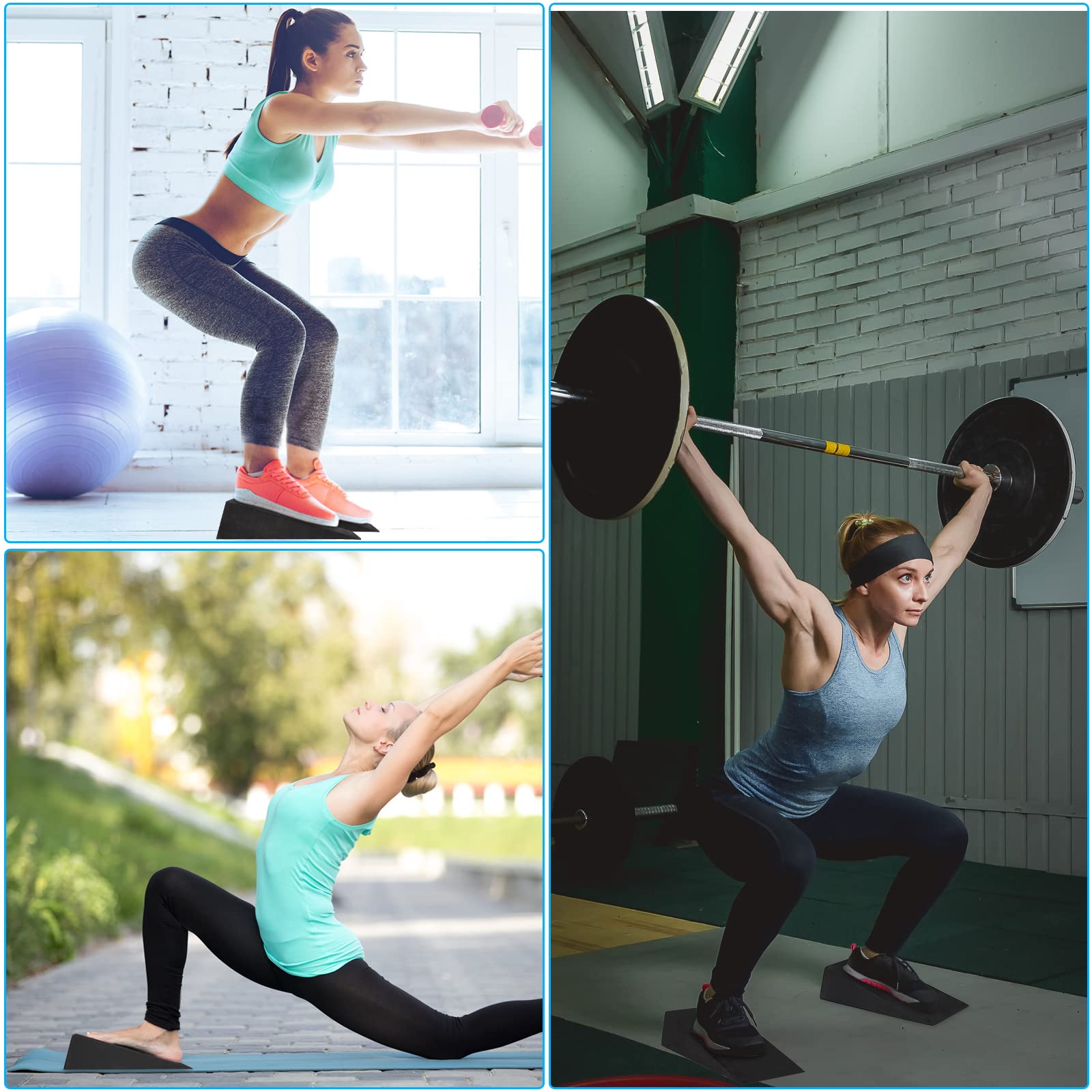 Squat Wedge Block - Slant Board for Squats Heel Elevated Calf Raise Block Yoga Foam Wedge Boost Strength Performance