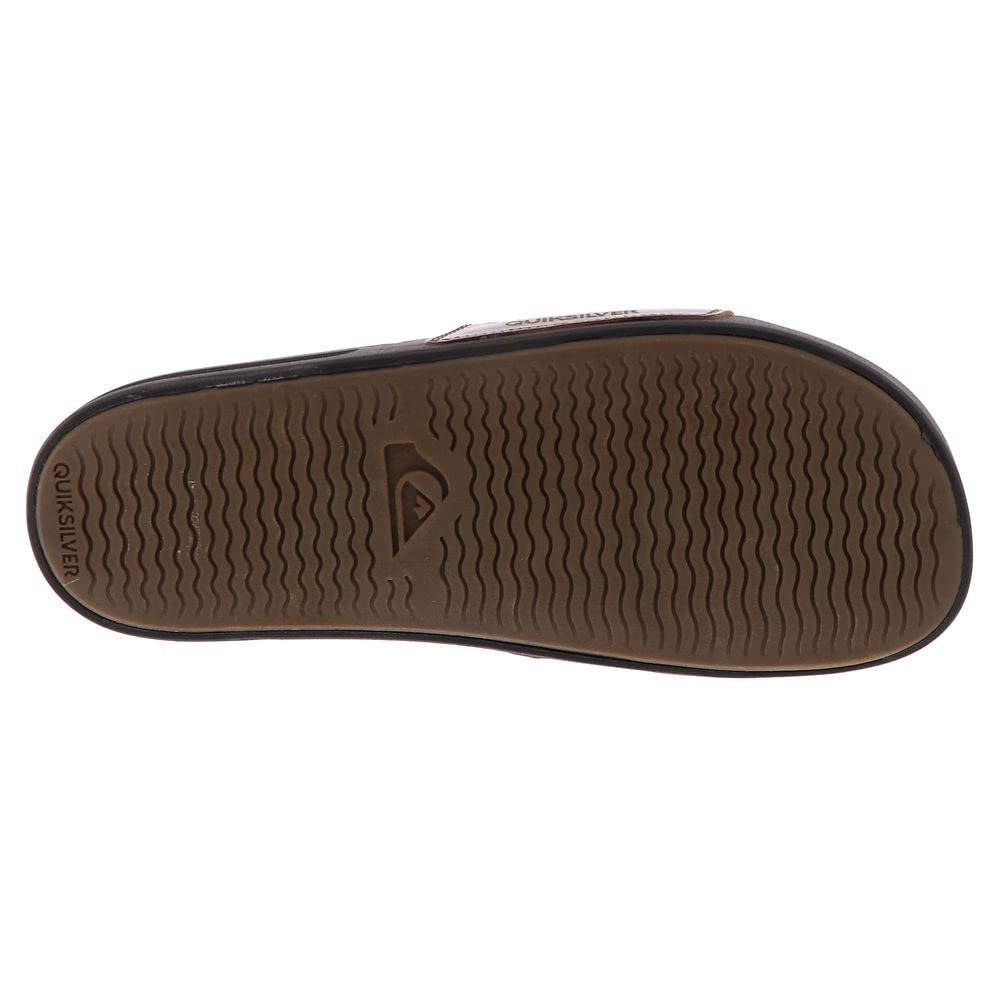 Quiksilver Men's Rivi Leather Slide Sandal, Brown/Black/Brown, 13