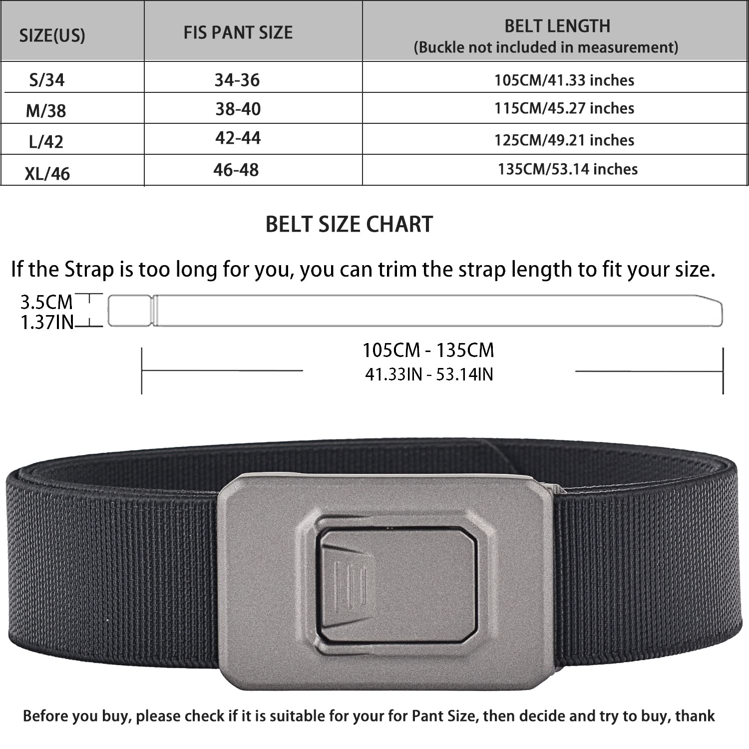 YWHCHI Belts for Men Nylon Belt for Hiking Golf Work Ratcheting Casual Mens Belt for Jeans Men's Belt Web Adjustable Belt (Black-E3068, M(115CM))
