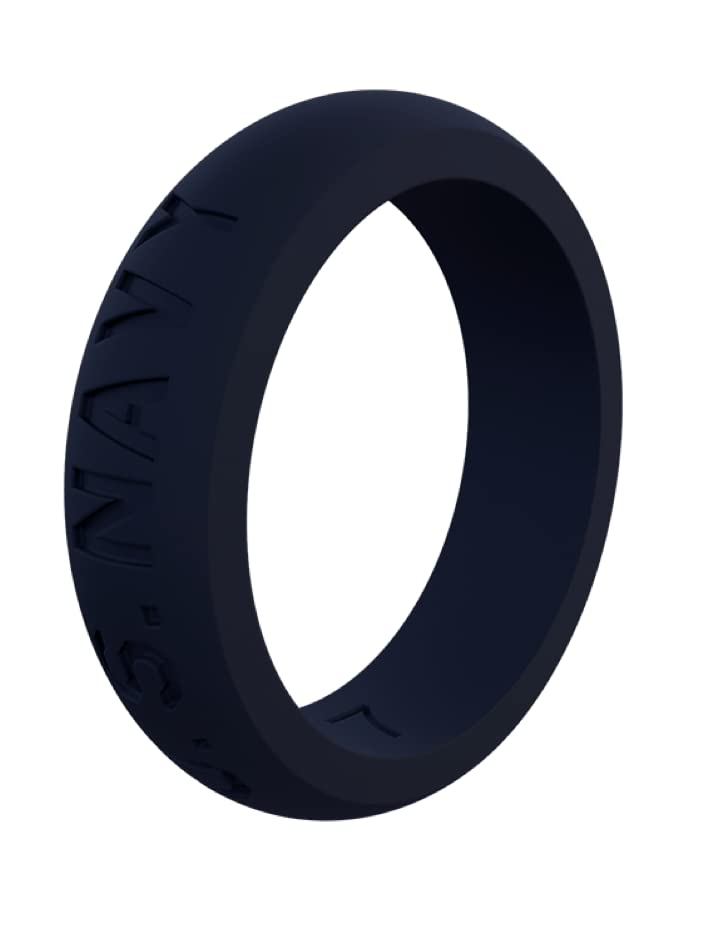 QALO Women's Rubber Silicone Ring, Service Branch, Classic Q2X, Wedding Ring for Women, Breathable, Durable Engagement Silicone Band, 5.5mm Wide 2.5mm Thick, Blue, Size 5