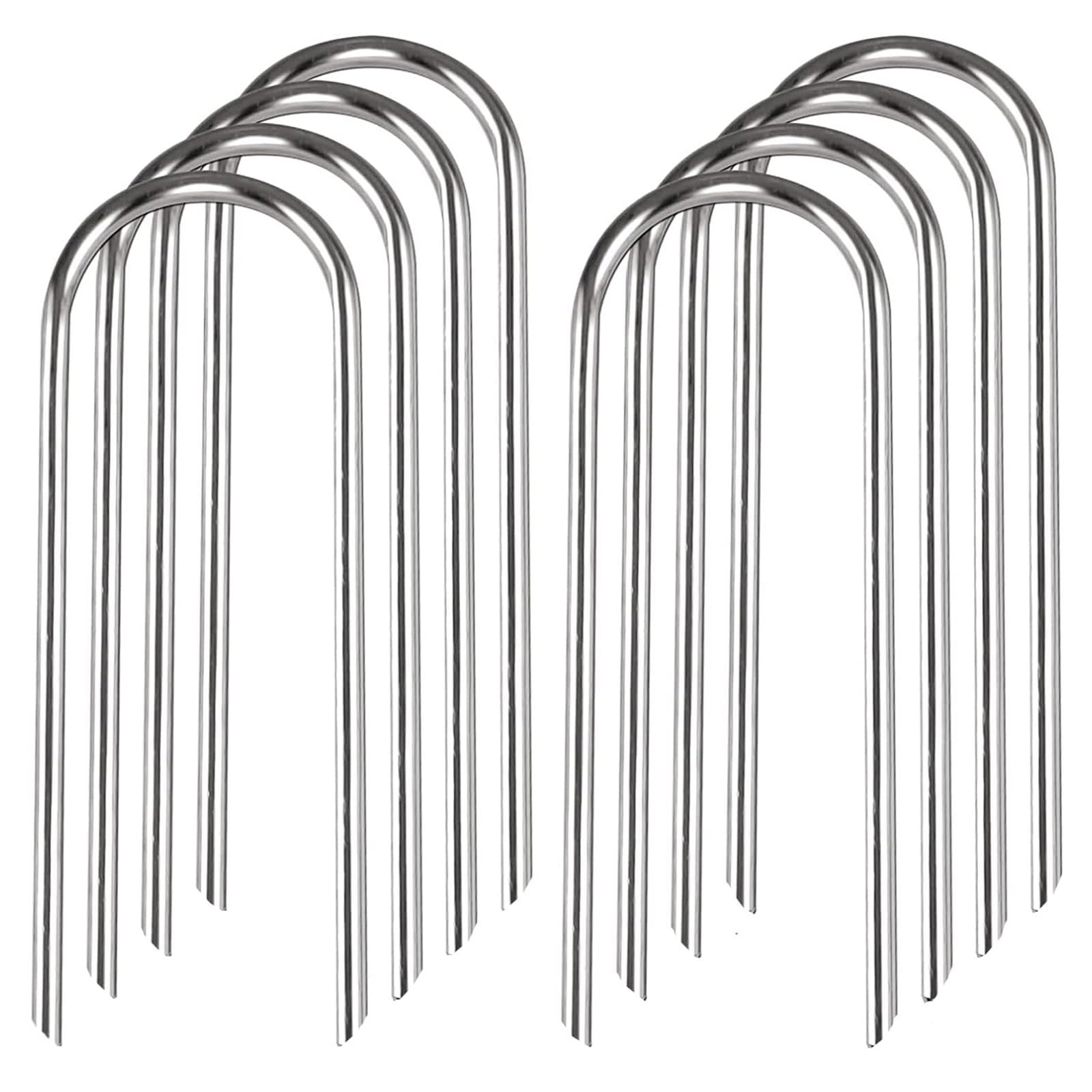 Trampoline Wind Stakes Heavy Duty Anchors High Wind U Stakes Galvanized Steel Ground Stakes Anchors 11.8" Stakes for Soccer, Tents and Garden Decorations (Silver)