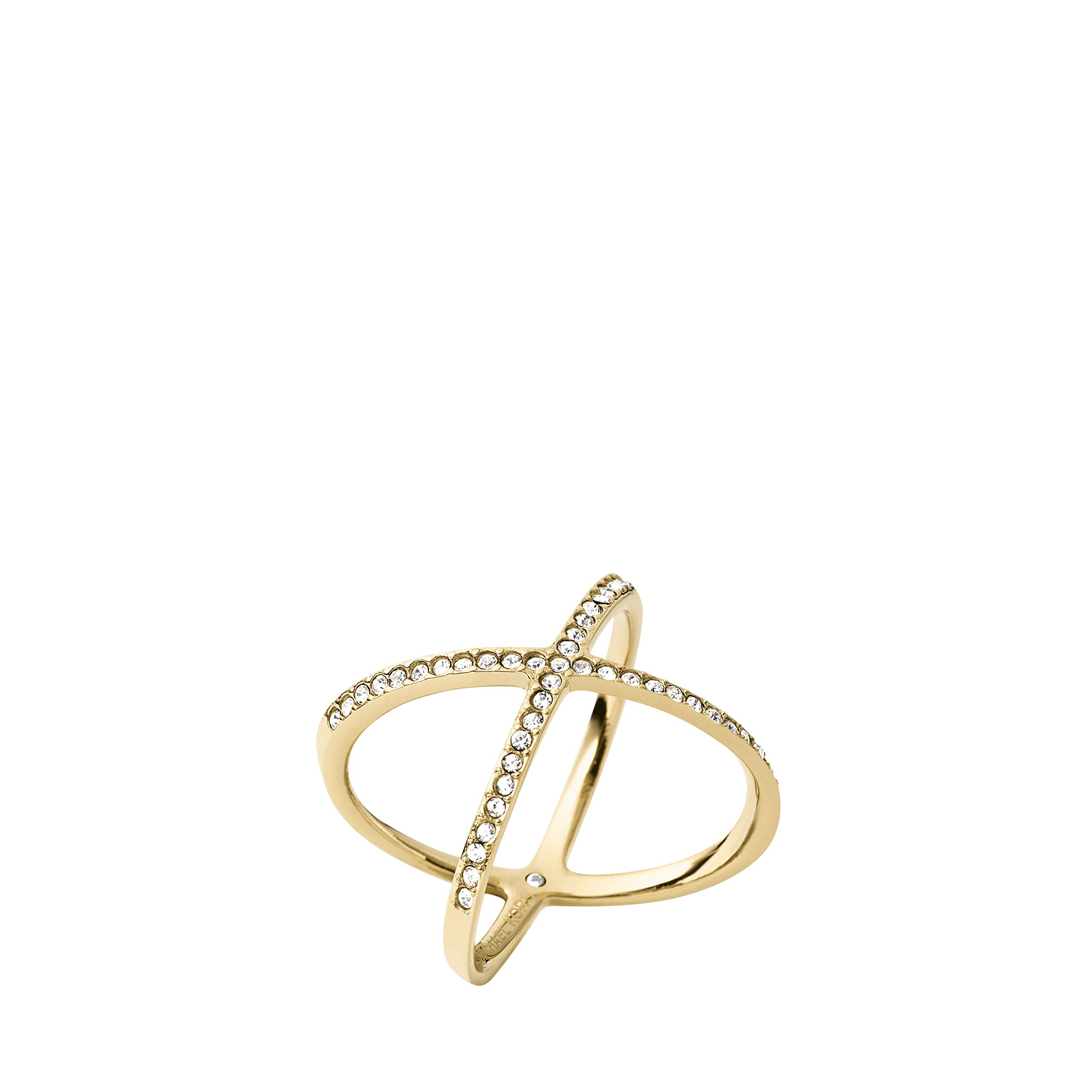 Michael Kors Stainless Steel and Pavé Crystal X Ring for Women, Size: 7, Color: Gold (Model: MKJ4171710)