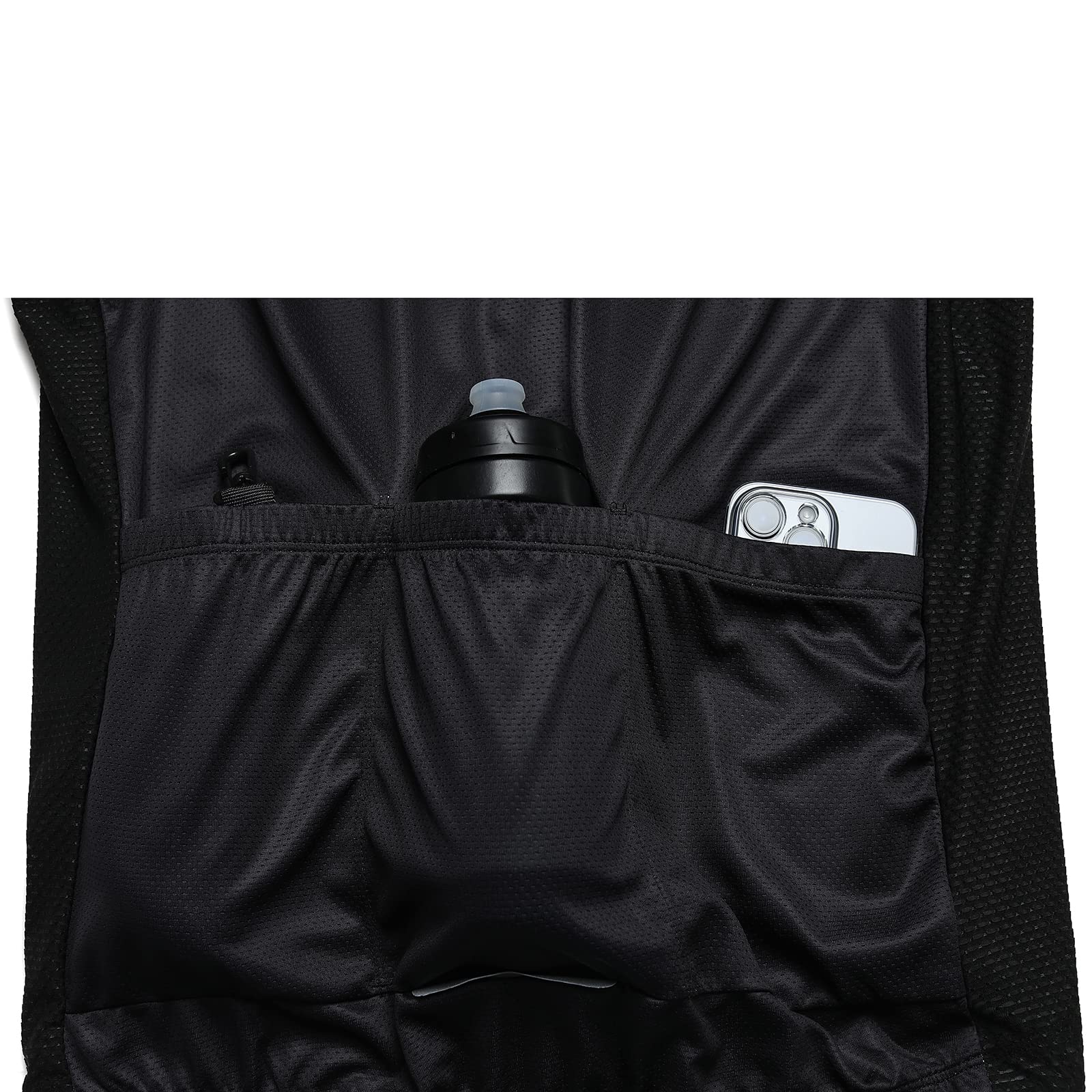 Tewmeu Mens Cycling Jersey Road Bike Shirt Short Sleeve with 3 Rear Pockets Breathable Quick Dry Polyester Black