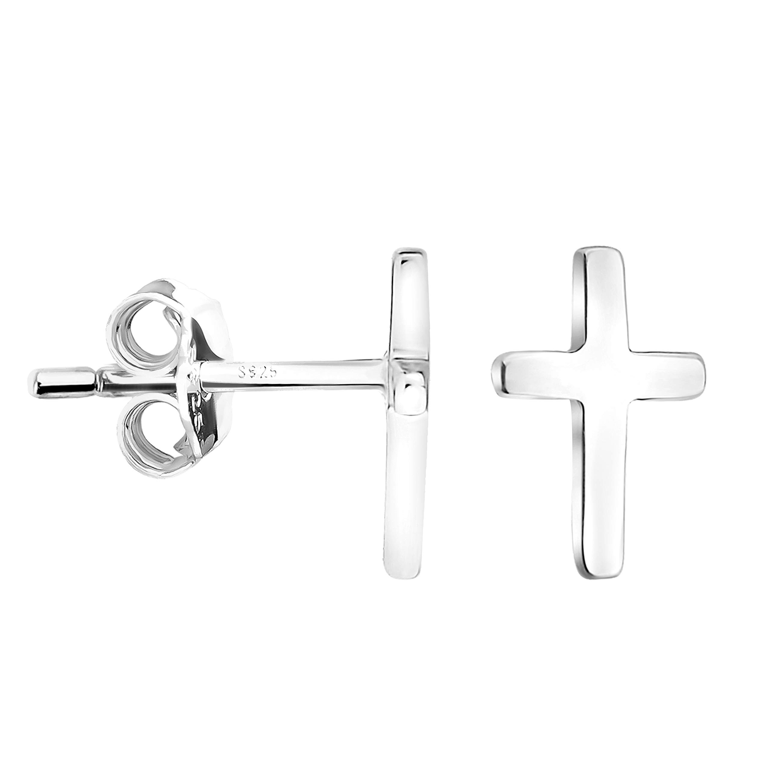 SOFIA MILANI - Solid 925 Sterling Silver Earrings for Women - Cross Stud Earring - 20902