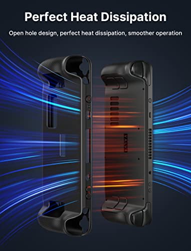 Protective Case for Steam Deck, JSAUX PC0103 Silicone Soft Cover Protector with Full Protection, Shock-Absorption and Anti-Scratch Design - Black