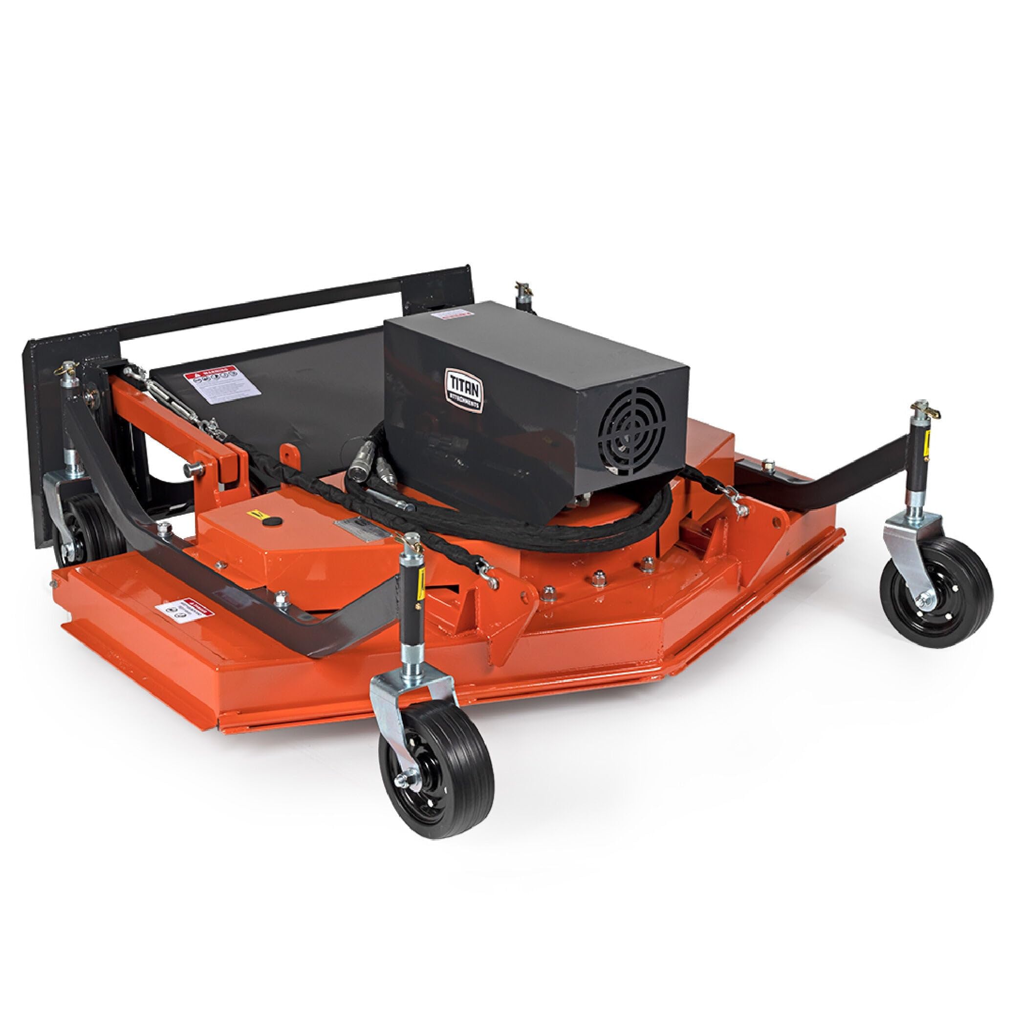 Titan Attachments Skid Steer 60in Wide Finish Mower Attachment, Rear Discharge Landscaping Equipment