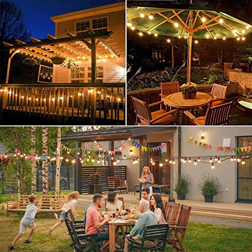 SUNTHIN Solar String Lights, 48ft Solar Patio Lights with 24 Shatterproof G40 LED Bulbs, Waterproof Solar Powered Outdoor Lights for Backyard, Garden, Deck, Porch, Pergola, Camping, Party