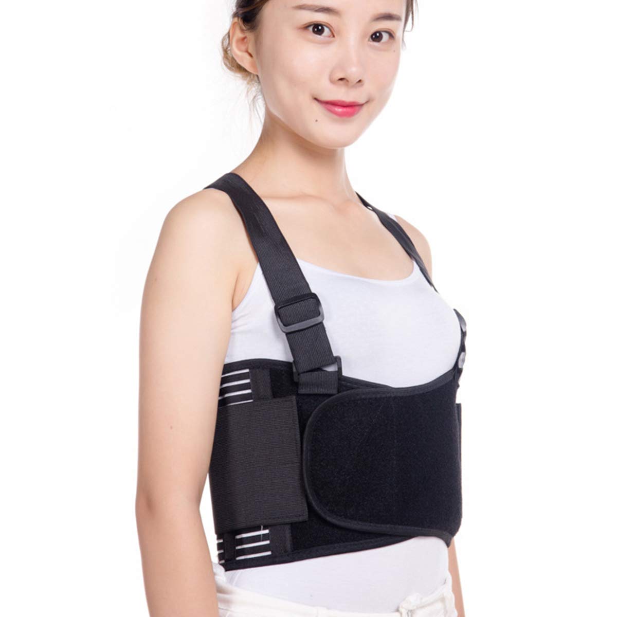 QETU Rib and Chest Support Brace with Front Stay, Breathable Rib Belt for Sore Or Bruised Ribs Support, Sternum Injuries, Dislocated Ribs Protection, Pulled Muscle Pain,Small