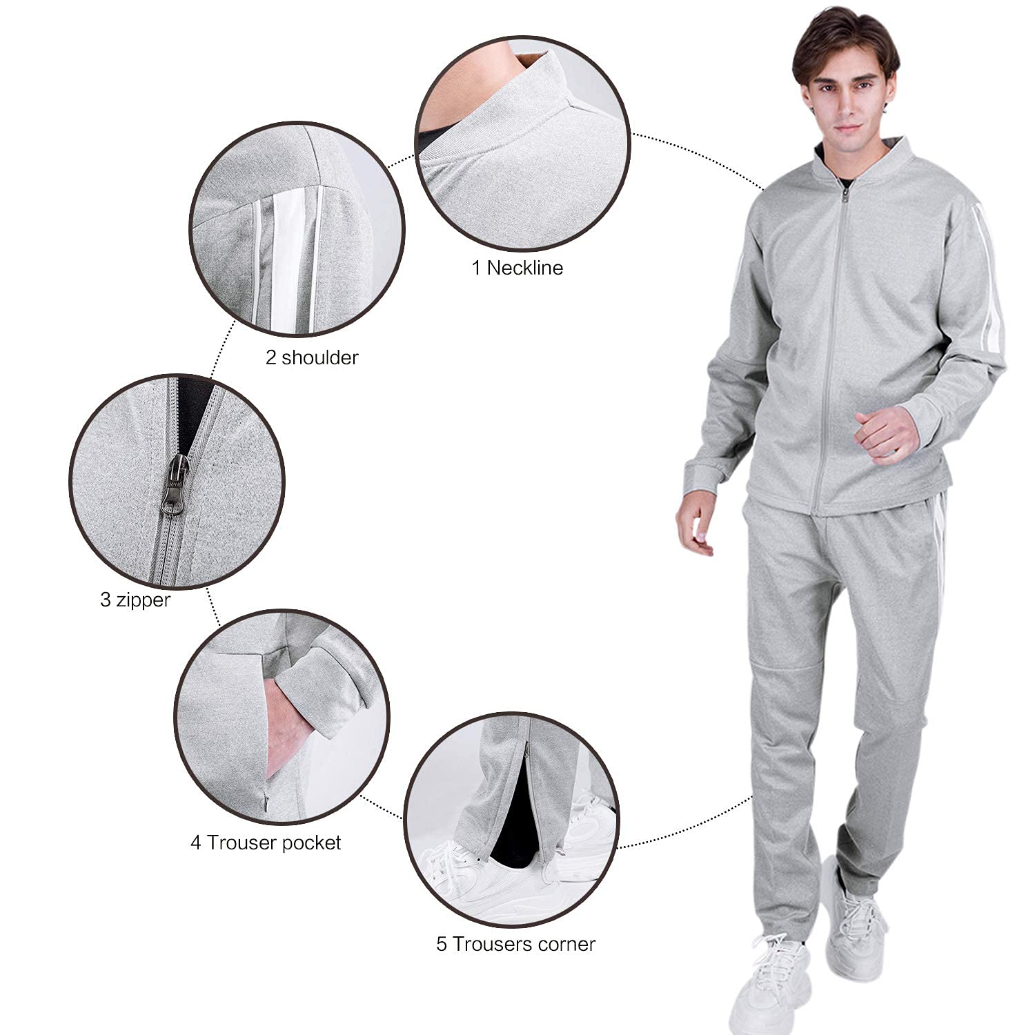 R RAMBLER 1985 Mens Sweatsuits 2 Piece Casual Long Sleeve Athletic Full Zip Track Suits Men Jogging Suits Set(Black,4XL)