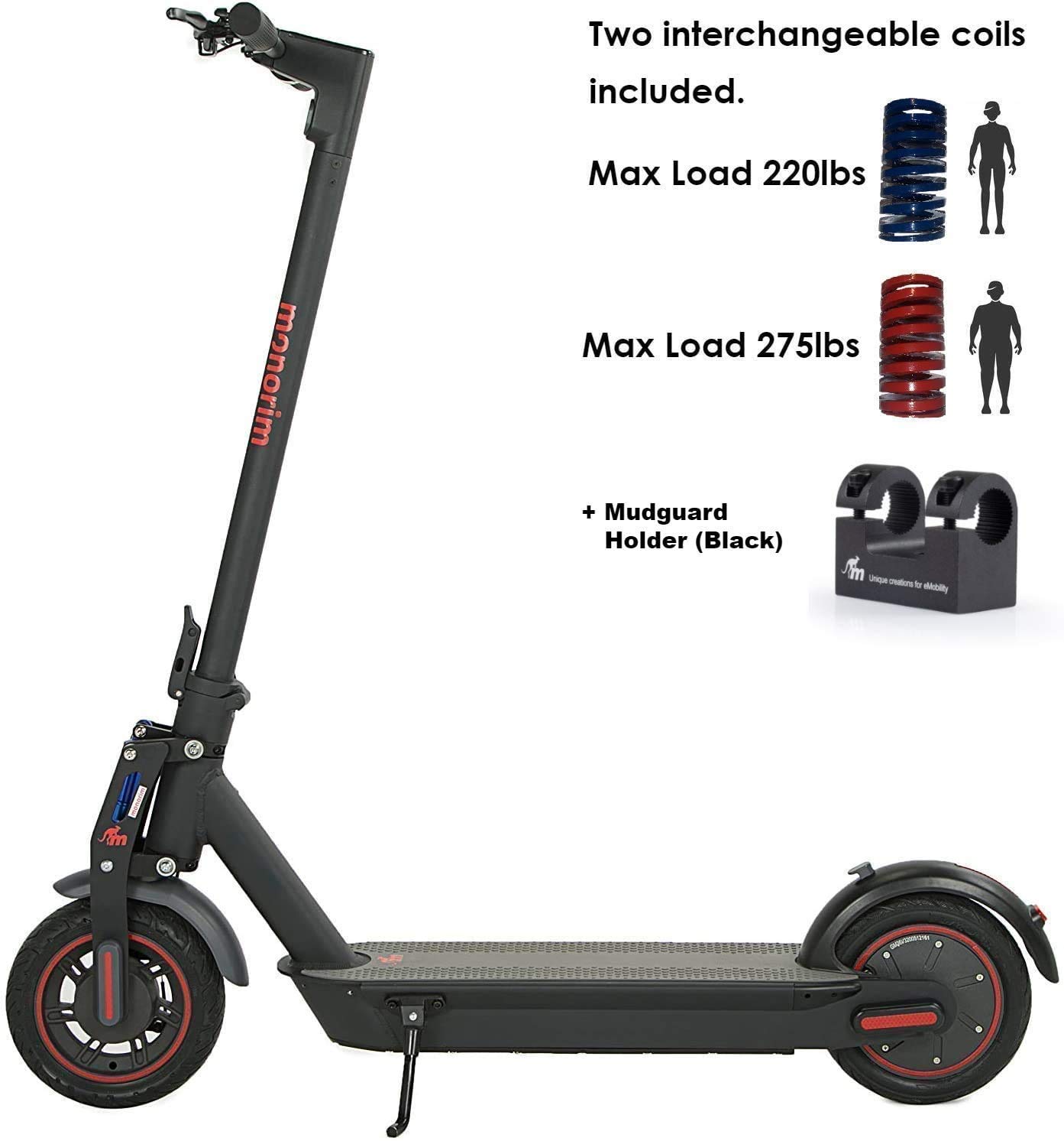Monorim V4 Front Scooter Suspension Upgrade | Compatible w/Segway Ninebot MAX | Scooter Parts for Safer, Smoother, More Comfortable Ride - Black & Blue