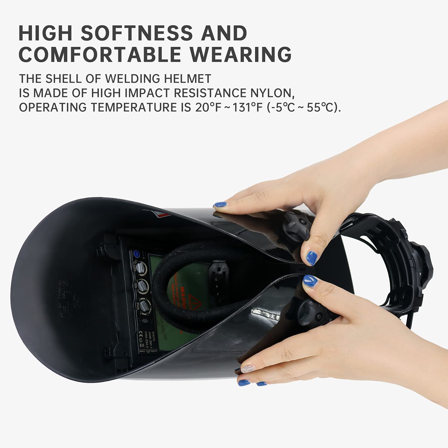 PROWELD Super Large Viewing Screen True Color Auto Darkening Lightweight Welding Helmet with Solar Power, 4 Arc Sensor, for TIG MIG Arc Weld Grinding and Cutting (Internal Adjusting Knob)