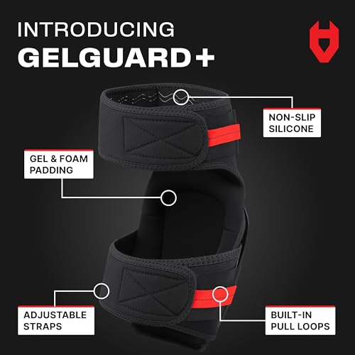 NoCry Professional Gel Knee Pads for Work β Heavy Duty Anti-Slip Cap, Extra Dual-Layer Foam and Cushion, Reinforced Adjustable Non-Slip Straps, Built-in Hangand Pull Loops, Fits Men Women, Black