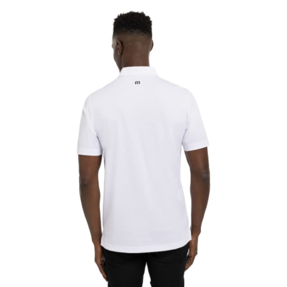 TravisMathew Mens Bouldering Chest Print Stripe Golf Polo - White M