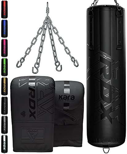 RDX Heavy 5FT Punching Bag for Pro Training, 55lbs Pre Filled with 110lbs Max Filling Capacity, 3PC Boxing Bag Set with Gloves Hanging Steel Chain, Kickboxing MMA Muay Thai BJJ Karate Home Gym Fitness