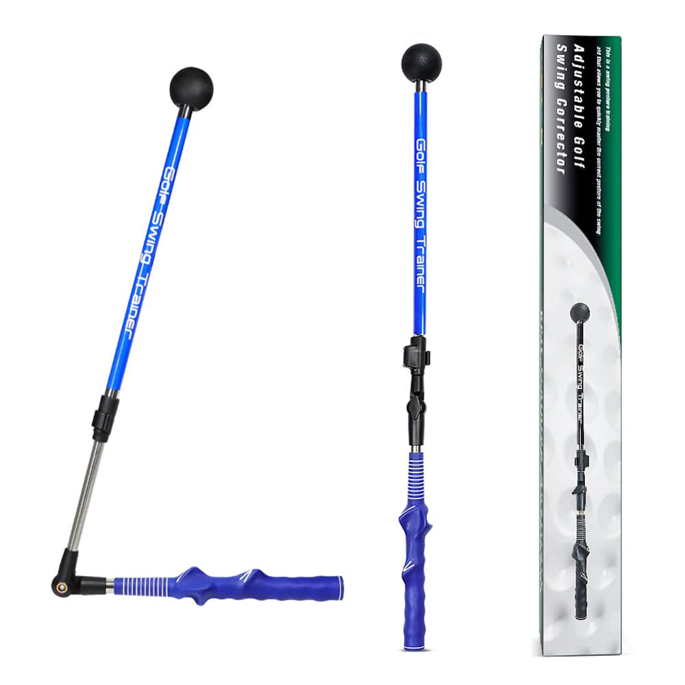 STONESTAR Golf Swing Trainer, Angle Adjustable Golf Swing Master Foldable Golf Swing Trainer Aid Stick, Golf Training Aid to Improve Hinge, Forearm Rotation, Shoulder Turn (Blue, Right Hand)