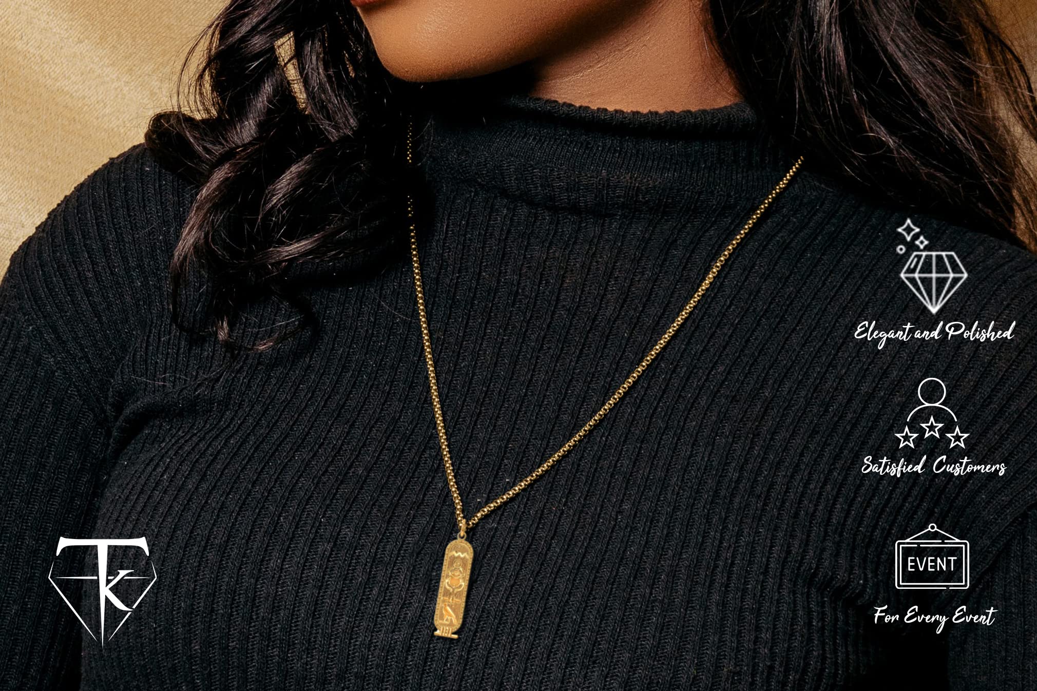 Solid 14k Yellow Gold Egyptian Cartouche Tablet Pendant