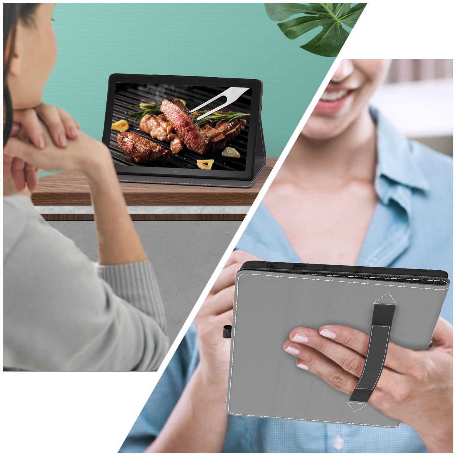 Skadell Fire HD 10 Tablet Case for All-New Amazon Fire HD 10 & 10 Plus Tablet (Only Compatible with 11th Generation Tablet, 2021 Release) - Slim Folding Stand Cover with Auto Wake/Sleep & Hand Strap