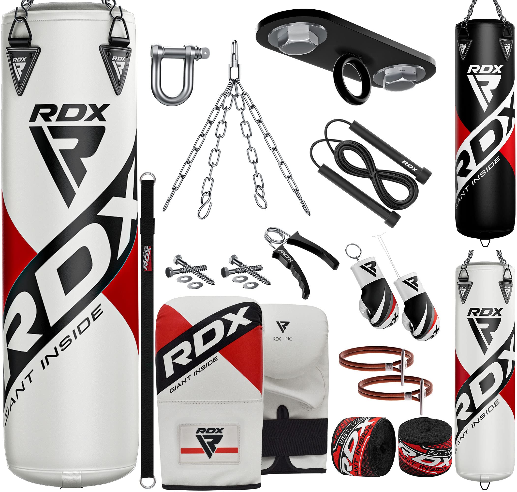 RDX Punching Bag for Boxing Training, 4ft 5ft unfilled Heavy Bag Set with Punching Gloves, Ceiling, 13pc for Grappling, MMA, Kickboxing, Muay Thai, Karate, BJJ,Taekwondo