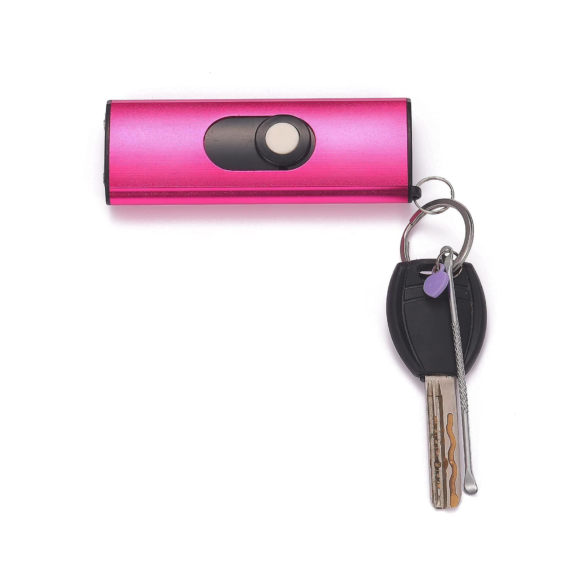 show ji 100,000 Volts Miniature Keychain Stun Gun for Women's Self-Defense, Rechargeable with LED Torch,Pink